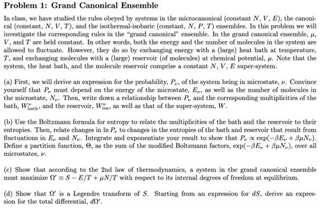 Solved Problem 1 Grand Canonical Ensemble In Class We Have