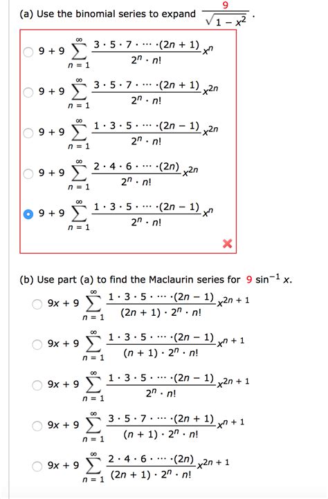 Solved Use The Binomial Series To Expand 9squareroot 1