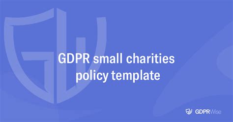 Gdpr Small Charities Policy Template Gdprwise