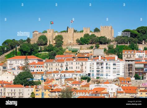 Lisbon Castle View In Summer Of The Scenic Castelo De Sao Jorge Sited