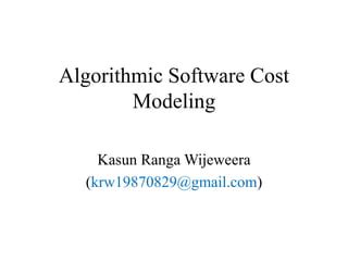 Algorithmic Software Cost Modeling | PPTX | Web Development | Internet