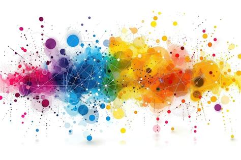 Abstract Network Computing Circular Dots Connected With Colorful Lines Background Wallpaper