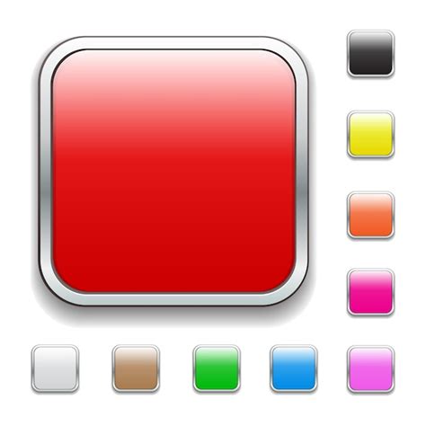 premium vector square glossy colorful buttons collection