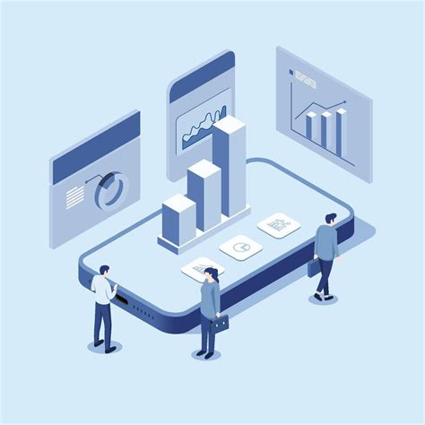People Characters Working With Data Analysis On Smartphone Business