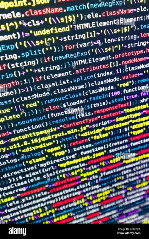 Developer Screen With Colored Website Programming Code PHP And Javascript Stock Photo Alamy