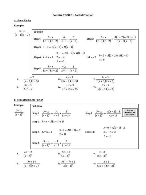 exercise topic 1 partial fraction pdf