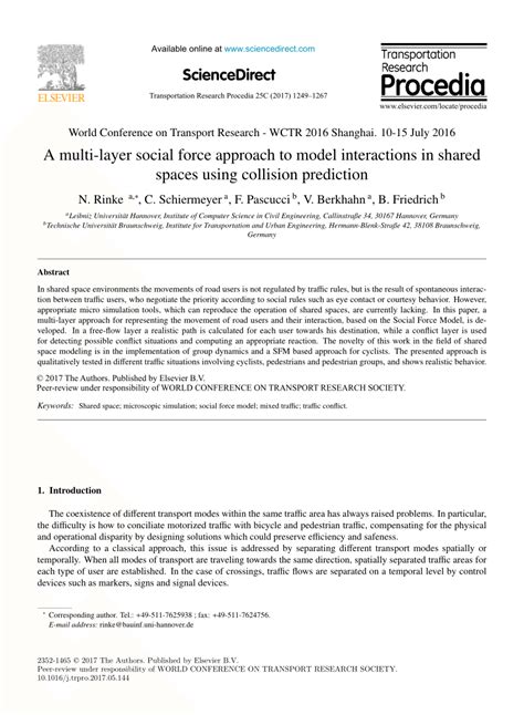 Pdf A Multi Layer Social Force Approach To Model Inter Actions In Shared Spaces Using
