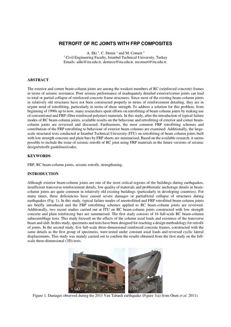Pdf Retrofit Of Rc Joints With Frp Composites
