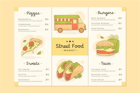 Free Vector Hand Drawn Bar Horizontal Menu Template Design