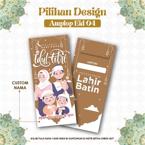 Jual Amplop Lebaran Jumbo Custom Nama ISI Pcs Keluarga Family Custom Design Custom Nama