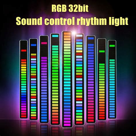 32 Bit Music Levels Indicator Light Aluminum Bar Voice Control Audio Spectrum Rgb Light Led