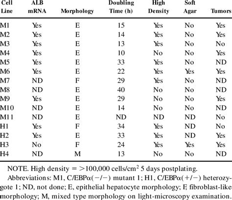 characterization of c ebp mutant cell lines download table