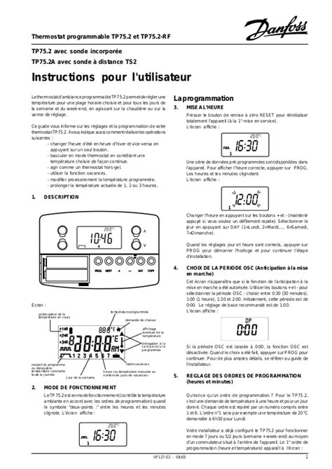 Danfoss Tp752 Tp752 Rf Tp752a Installation Guide