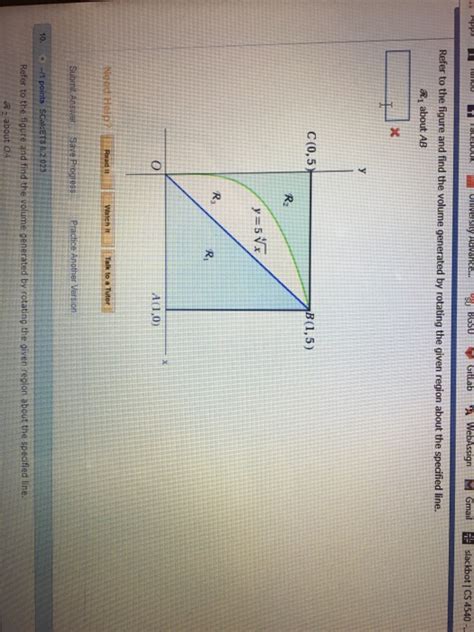 solved refer to the figure and find the volume generated by