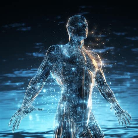 D Rendered Water Texture For Animation Male Genesis Full Transparent Body Luminous Suffusion In