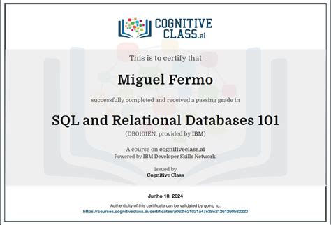 Estou Empolgadíssimo Em Anunciar Que Concluí Com Sucesso O Curso Sql And Relational Databases