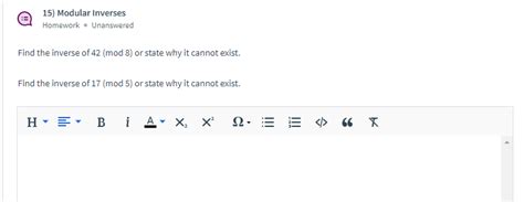 Solved 15 Modular Inverses Homework Unanswered Find The