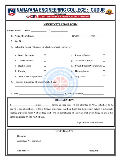 Fillable Online Nss Registration Form Fax Email Print Pdffiller