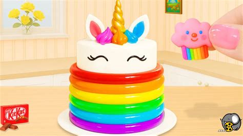 آشپزی مینیاتوری پخت مینی کیک تک شاخ کیک کوچولو آموزش آشپزی فیلو