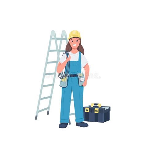 Woman Electric Welder Flat Color Vector Detailed Character Stock Vector