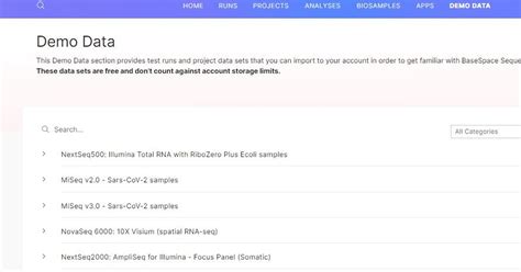 Illumina Demo Data On Illumina® Basespace™ Sequence Hub