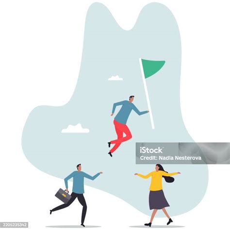 팀을 성공으로 이끄는 리더십 팀 리더 회사 Ceo 함께 비즈니스 경쟁에서 승리 디자인을 위한 캐릭터 개발에 대한 스톡 벡터 아트 및 기타 이미지 Istock