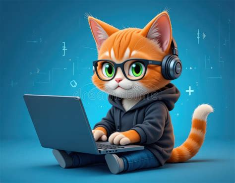 Coder Cat Stock Illustration Illustration Of Feline 365684864