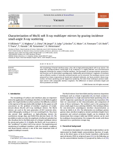 Pdf Characterization Of Mosi Soft X Ray Multilayer Mirrors By Grazing Incidence Small Angle X