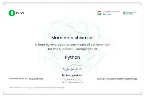 Shiva Sai Mamidala On Linkedin Pythonprogramming Python Guvi