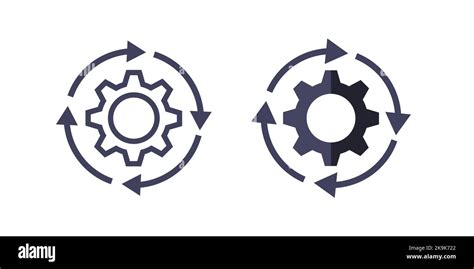 Gear Workflow Processing Line And Flat Icon Isolated Vector