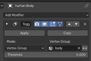 Import Human From MakeHuman Has Modifier Which Has Robe Hair And Penis Which Should Not Be