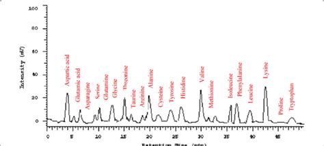Peak Graphs Denoting The Amino Acids Quantified Using The Hplc