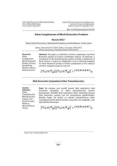 Pdf Schur Complements Of Block Kronecker Products