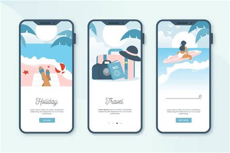 Premium Vector Travel Onboarding App Screens