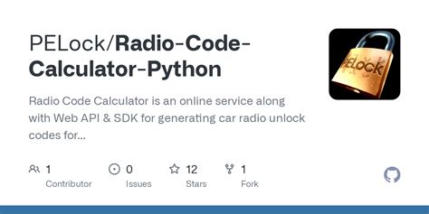GitHub PELock Radio Code Calculator Python Radio Code Calculator Is An Online Service Along