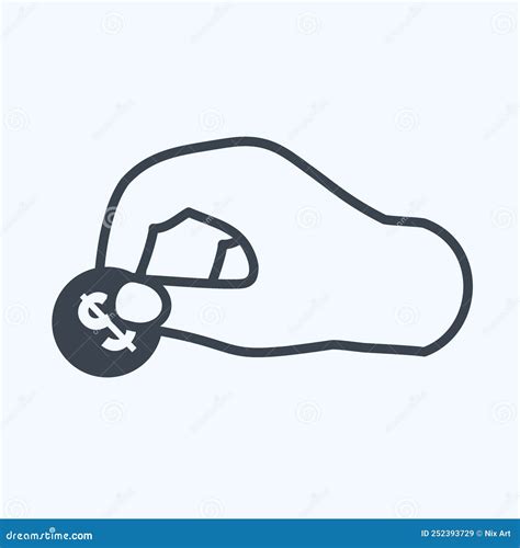 Icon Holding Coin Suitable For Hand Actions Symbol Glyph Style Simple Design Editable Design
