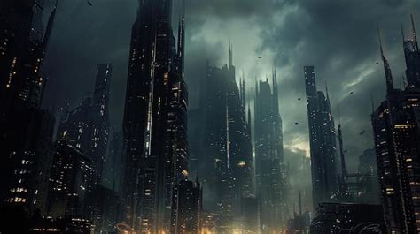 Premium Photo Generate A Dystopian Dark Futuristic Skyline With Om C D Cc B C Bdb Ba