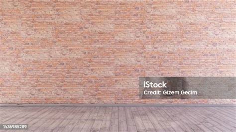 붉은 벽돌 벽과 나무 오크 바닥과 현대적인 인테리어 장면 빈 방의 시각화 3d 렌더링 디자인 0명에 대한 스톡 사진 및 기타 이미지 Istock