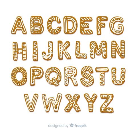 진저 크리스마스 알파벳 무료 벡터