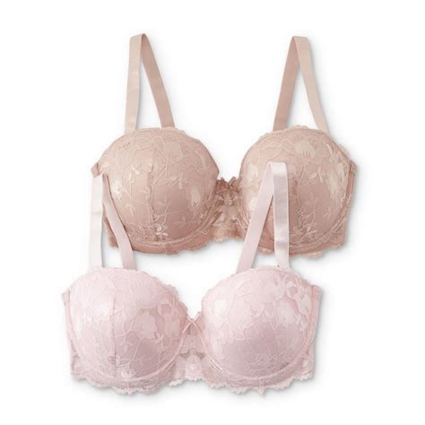 Womens Full Figure 2 Pack Lace Push Up Balconette Bras