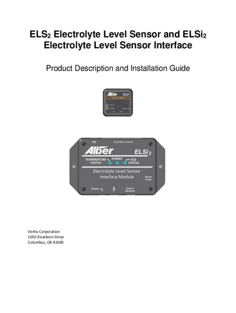 Fillable Online Els2 Electrolyte Level Sensor And Elsi2 Electrolyte