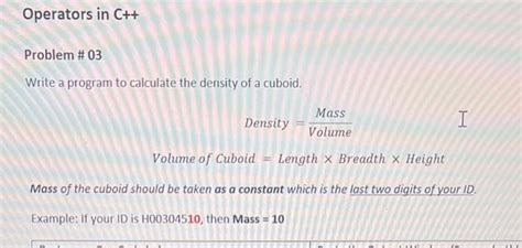 Solved Problem 03 Write A Program To Calculate The Density