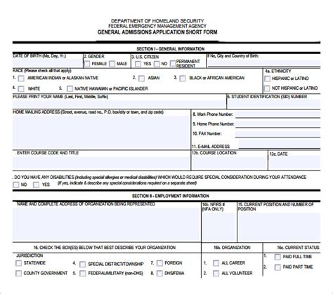 Free 8 Fema Application Forms In Pdf