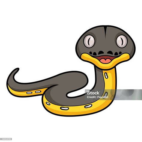 Cute Platinum Titanium Reticulated Python Cartoon向量圖形及更多動物圖片 動物 卡通