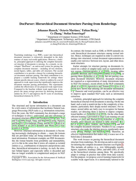 Docparser Hierarchical Document Structure Parsing From Renderings Pdf