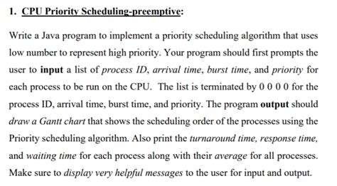 Solved Java Code 0000 To Terminate The Process And Gantt