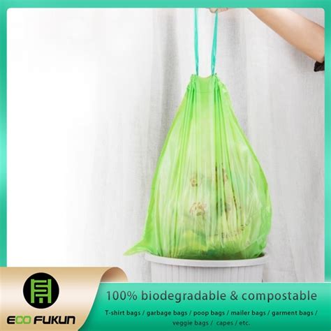 Pla Based Biodegradable Drawstring Garbage Bag Drawstring Trash Liners