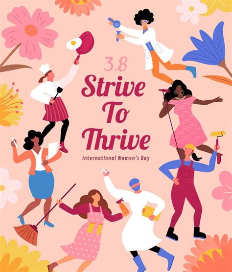 International Womens Day Illustration Diverse Women Developing Their