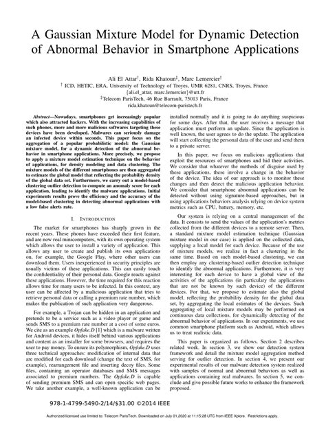 Pdf A Gaussian Mixture Model For Dynamic Detection Of Abnormal Behavior In Smartphone Applications