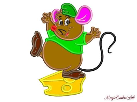 Gus Gus Mouse Applique Design Cinderella Embroidery Design File Trendy Applique Embroidery